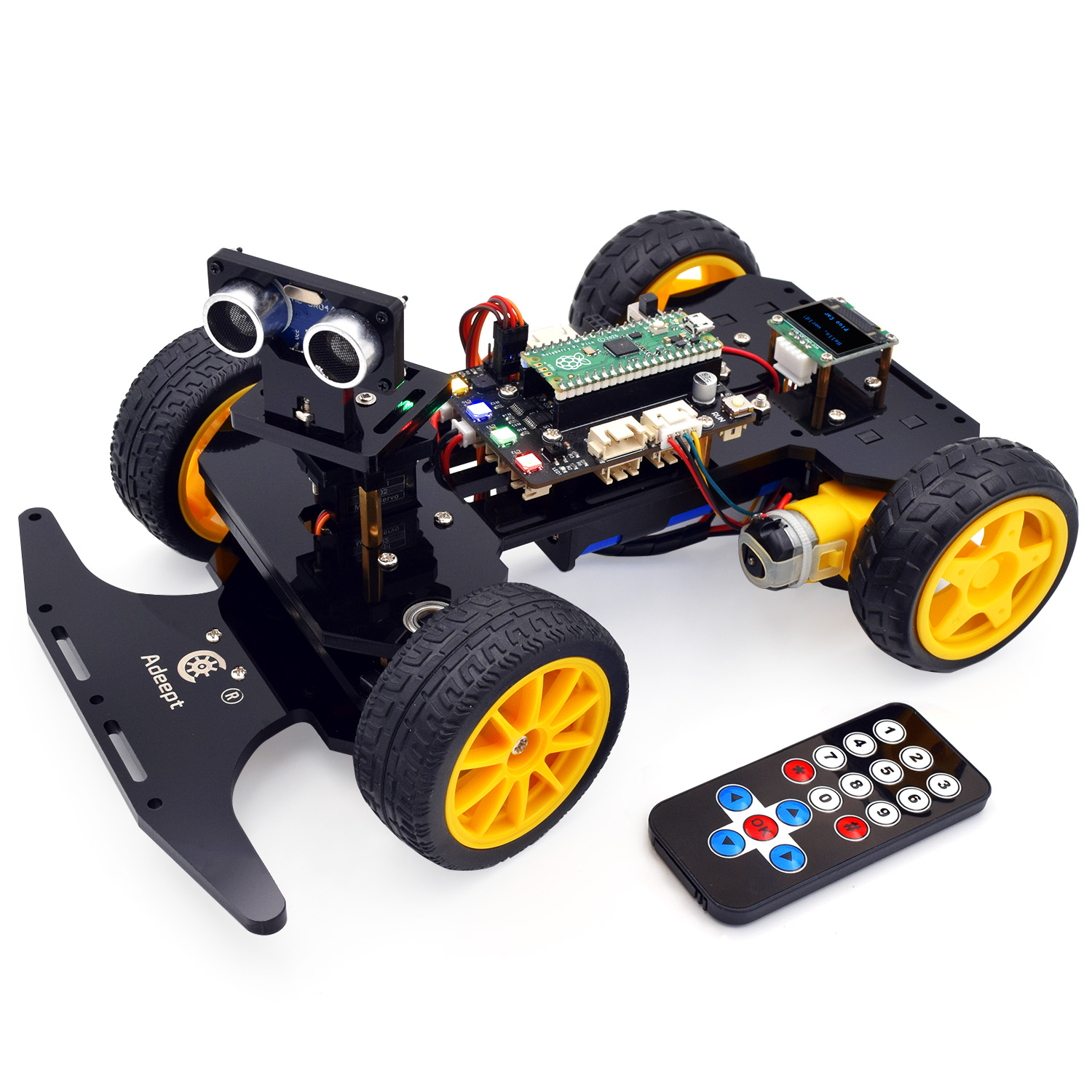 Adeept Smart Car Kit for Raspberry Pi Pico, Line Tracking, Obstacle Avoidance, Colorful Light ...